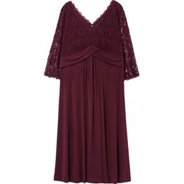 sheego Gro&szlig;e Gr&ouml;&szlig;en Abendkleid mit Oberteil aus floraler Spitze, burgund, Gr&ouml;&szlig;e 50 - Damen