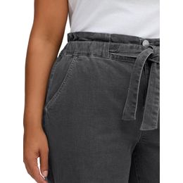 sheego Gro&szlig;e Gr&ouml;&szlig;en Jeans in Paperbag-Optik, mit Bindeband, anthrazit-grey-denim, Gr&ouml;&szlig;e 56 - Damen