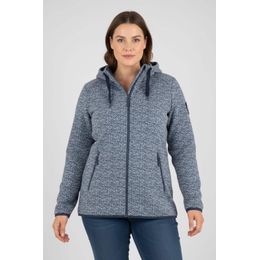 sheego Gro&szlig;e Gr&ouml;&szlig;en Kapuzenfleecejacke mit abnehmbarer Kapuze, marine-wei&szlig;-gemustert, Gr&ouml;&szlig;e 46 - Damen