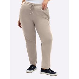 sheego Gro&szlig;e Gr&ouml;&szlig;en Jerseyhose mit Bindeband, sesam, Gr&ouml;&szlig;e 54 - Damen