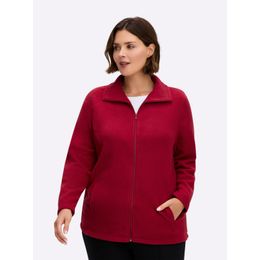 sheego Gro&szlig;e Gr&ouml;&szlig;en Fleecejacke mit zwei Taschen, weinrot, Gr&ouml;&szlig;e 50 - Damen