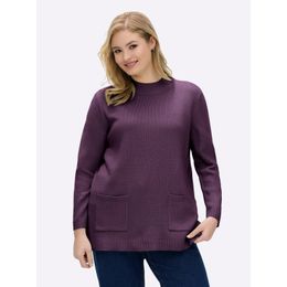sheego Gro&szlig;e Gr&ouml;&szlig;en Longpullover mit Stehkragen, traube, Gr&ouml;&szlig;e 48 - Damen