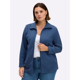 sheego Gro&szlig;e Gr&ouml;&szlig;en Fleecejacke mit zwei Taschen, nachtblau, Gr&ouml;&szlig;e 48 - Damen