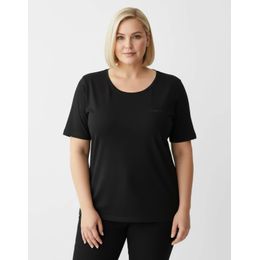 sheego Gro&szlig;e Gr&ouml;&szlig;en Sportshirt mit Stickerei, schwarz + pink, Gr&ouml;&szlig;e 40/42 - Damen