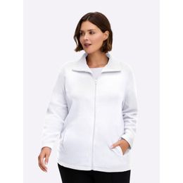 sheego Gro&szlig;e Gr&ouml;&szlig;en Fleecejacke mit zwei Taschen, ecru, Gr&ouml;&szlig;e 50 - Damen
