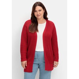 sheego Gro&szlig;e Gr&ouml;&szlig;en Longstrickjacke in passformgerechter Verarbeitung, rot, Gr&ouml;&szlig;e 50 - Damen