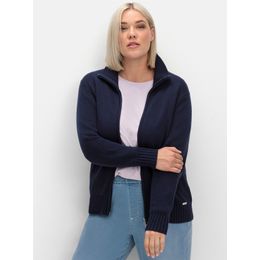 sheego Gro&szlig;e Gr&ouml;&szlig;en Strickjacke mit 2-Wege-Rei&szlig;verschluss, marine, Gr&ouml;&szlig;e 54 - Damen