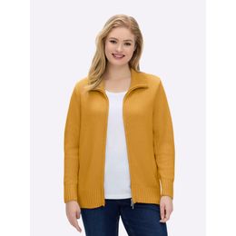 sheego Gro&szlig;e Gr&ouml;&szlig;en Strickjacke mit 2-Wege-Rei&szlig;verschluss, maisgelb, Gr&ouml;&szlig;e 54 - Damen