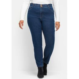 sheego Gro&szlig;e Gr&ouml;&szlig;en Jeans im Paperbag-Schnitt, blue-stone-washed, Gr&ouml;&szlig;e 22 - Damen
