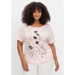 sheego Gro&szlig;e Gr&ouml;&szlig;en T-Shirt mit Blumen-Druck im Vorderteil, hellros&eacute;, Gr&ouml;&szlig;e 46 - Damen