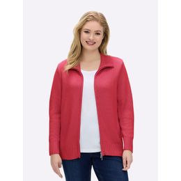 sheego Gro&szlig;e Gr&ouml;&szlig;en Strickjacke mit 2-Wege-Rei&szlig;verschluss, korallenrot, Gr&ouml;&szlig;e 54 - Damen