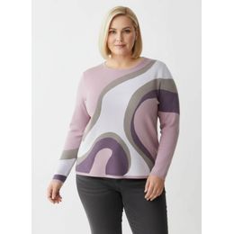 sheego Gro&szlig;e Gr&ouml;&szlig;en Strickpullover in Jacquard-Strick, feige-mauve-gemustert, Gr&ouml;&szlig;e 52 - Damen