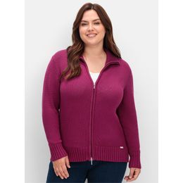 sheego Gro&szlig;e Gr&ouml;&szlig;en Strickjacke mit 2-Wege-Rei&szlig;verschluss, fuchsia, Gr&ouml;&szlig;e 48 - Damen