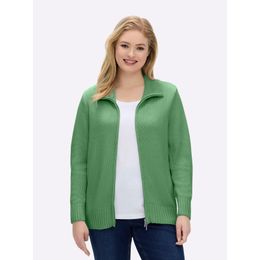 sheego Gro&szlig;e Gr&ouml;&szlig;en Strickjacke mit 2-Wege-Rei&szlig;verschluss, apfel, Gr&ouml;&szlig;e 44 - Damen