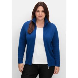 sheego Gro&szlig;e Gr&ouml;&szlig;en Strickjacke mit 2-Wege-Rei&szlig;verschluss, royalblau, Gr&ouml;&szlig;e 54 - Damen