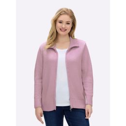 sheego Gro&szlig;e Gr&ouml;&szlig;en Strickjacke mit 2-Wege-Rei&szlig;verschluss, altros&eacute;, Gr&ouml;&szlig;e 52 - Damen