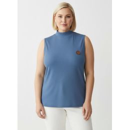 sheego Gro&szlig;e Gr&ouml;&szlig;en Shirttop mit Stehkragen, pflegeleicht, mittelblau, Gr&ouml;&szlig;e 46 - Damen