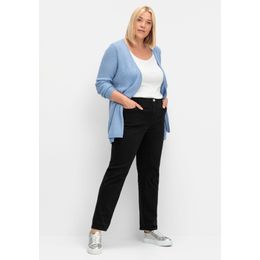 sheego Gro&szlig;e Gr&ouml;&szlig;en Strickjacke mit gerippten Abschl&uuml;ssen, bleu, Gr&ouml;&szlig;e 48 - Damen
