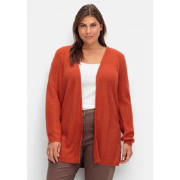 sheego Gro&szlig;e Gr&ouml;&szlig;en Strickjacke mit gerippten Abschl&uuml;ssen, rostrot, Gr&ouml;&szlig;e 50 - Damen