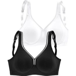 sheego Gro&szlig;e Gr&ouml;&szlig;en T-Shirt-BH, schwarz+wei&szlig;, Gr&ouml;&szlig;e 100E - Damen