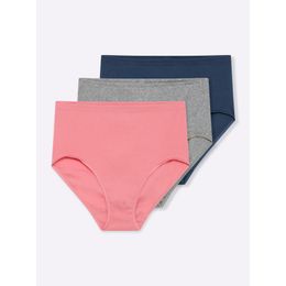 Speidel sheego Gro&szlig;e Gr&ouml;&szlig;en Slip mit Glanzbandeinfassung, koralle + blau + grau, Gr&ouml;&szlig;e 52/54 - Damen