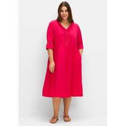 sheego Gro&szlig;e Gr&ouml;&szlig;en A-Linien-Kleid mit H&auml;kelspitze, pink, Gr&ouml;&szlig;e 50 - Damen