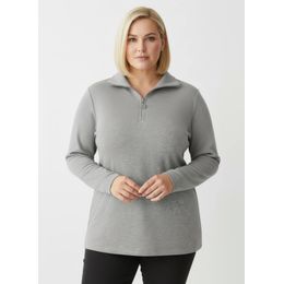 sheego Gro&szlig;e Gr&ouml;&szlig;en Langarmshirt mit Schneeflocken-Anh&auml;nger, grau-meliert, Gr&ouml;&szlig;e 50 - Damen