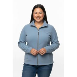 sheego Gro&szlig;e Gr&ouml;&szlig;en Fleecejacke mit schr&auml;gen Rei&szlig;verschluss-Taschen, bleu, Gr&ouml;&szlig;e 50 - Damen