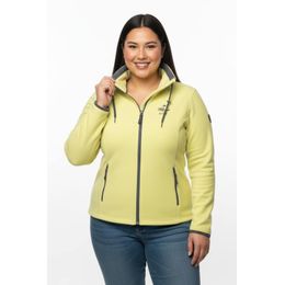 sheego Gro&szlig;e Gr&ouml;&szlig;en Fleecejacke mit schr&auml;gen Rei&szlig;verschluss-Taschen, zitrone, Gr&ouml;&szlig;e 46 - Damen