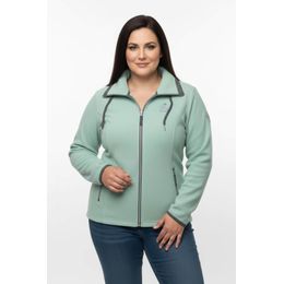 sheego Gro&szlig;e Gr&ouml;&szlig;en Fleecejacke mit schr&auml;gen Rei&szlig;verschluss-Taschen, jadegr&uuml;n, Gr&ouml;&szlig;e 50 - Damen