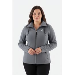 sheego Gro&szlig;e Gr&ouml;&szlig;en Fleecejacke mit schr&auml;gen Rei&szlig;verschluss-Taschen, dunkelgrau-meliert, Gr&ouml;&szlig;e 44 - Damen
