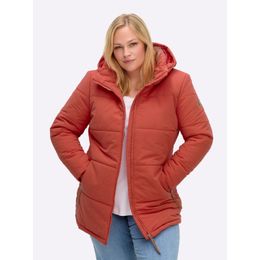 sheego Gro&szlig;e Gr&ouml;&szlig;en Outdoorjacke mit abnehmbarer Kapuze und Jersey-B&uuml;ndchen, terra, Gr&ouml;&szlig;e 52 - Damen