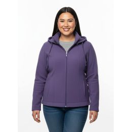 sheego Gro&szlig;e Gr&ouml;&szlig;en Fleecejacke mit abnehmbarer Kapuze, lila, Gr&ouml;&szlig;e 46 - Damen
