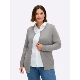 sheego Gro&szlig;e Gr&ouml;&szlig;en Strickjacke aus reiner Baumwolle, steingrau, Gr&ouml;&szlig;e 44 - Damen