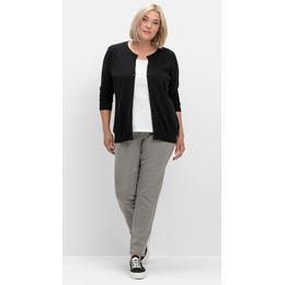 sheego Gro&szlig;e Gr&ouml;&szlig;en Strickjacke aus reiner Baumwolle, schwarz, Gr&ouml;&szlig;e 52 - Damen