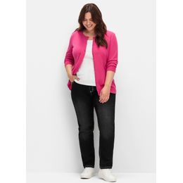 sheego Gro&szlig;e Gr&ouml;&szlig;en Strickjacke aus reiner Baumwolle, fuchsia, Gr&ouml;&szlig;e 50 - Damen