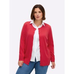 sheego Gro&szlig;e Gr&ouml;&szlig;en Strickjacke aus reiner Baumwolle, korallenrot, Gr&ouml;&szlig;e 44 - Damen