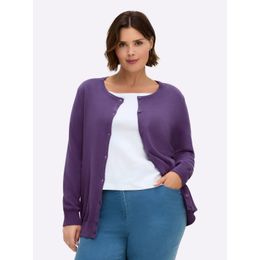 sheego Gro&szlig;e Gr&ouml;&szlig;en Strickjacke aus reiner Baumwolle, lila, Gr&ouml;&szlig;e 54 - Damen