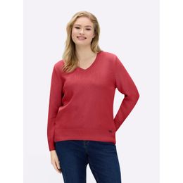 sheego Gro&szlig;e Gr&ouml;&szlig;en V-Ausschnitt-Pullover mit Baumwolle, korallenrot, Gr&ouml;&szlig;e 44 - Damen