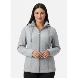 sheego Gro&szlig;e Gr&ouml;&szlig;en Fleecejacke mit abnehmbarer Kapuze, grau-meliert, Gr&ouml;&szlig;e 50 - Damen