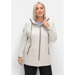 sheego Gro&szlig;e Gr&ouml;&szlig;en Shirtjacke in strukturierter Qualit&auml;t, kontrastfarbene Details, hellgrau, Gr&ouml;&szlig;e 54 - Damen