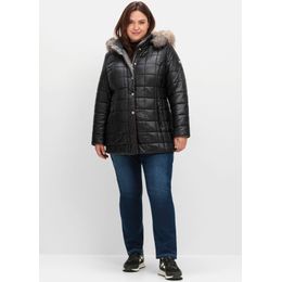 sheego Gro&szlig;e Gr&ouml;&szlig;en Steppjacke mit Rei&szlig;verschluss-Seitenschlitzen, schwarz, Gr&ouml;&szlig;e 44 - Damen