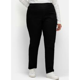 sheego Gro&szlig;e Gr&ouml;&szlig;en Schlupfhose mit hohem Dehnbund, schwarz, Gr&ouml;&szlig;e 46 - Damen
