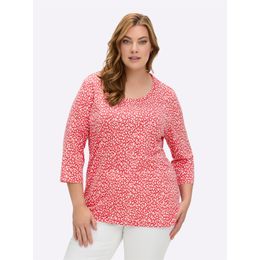 sheego Gro&szlig;e Gr&ouml;&szlig;en 3/4-Arm-Shirt mit Minimal-Druck, wei&szlig;-erdbeere-bedruckt, Gr&ouml;&szlig;e 54 - Damen