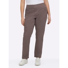 sheego Gro&szlig;e Gr&ouml;&szlig;en Schlupfhose mit hohem Dehnbund, dunkeltaupe, Gr&ouml;&szlig;e 25 - Damen