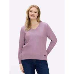 sheego Gro&szlig;e Gr&ouml;&szlig;en V-Ausschnitt-Pullover mit Baumwolle, altros&eacute;, Gr&ouml;&szlig;e 54 - Damen