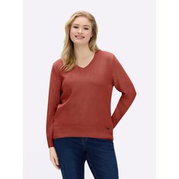 sheego Gro&szlig;e Gr&ouml;&szlig;en V-Ausschnitt-Pullover mit Baumwolle, rostrot, Gr&ouml;&szlig;e 54 - Damen