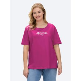 sheego Gro&szlig;e Gr&ouml;&szlig;en Kurzarmshirt mit Muschel-Druck, fuchsia, Gr&ouml;&szlig;e 48 - Damen