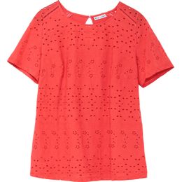 sheego by Joe Browns sheego Gro&szlig;e Gr&ouml;&szlig;en Shirt im Materialmix, mit Lochstickereien, hummer, Gr&ouml;&szlig;e 44 - Damen