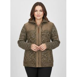 sheego Gro&szlig;e Gr&ouml;&szlig;en Strickjacke , hinten glatt gestrickt, braun-meliert, Gr&ouml;&szlig;e 46 - Damen